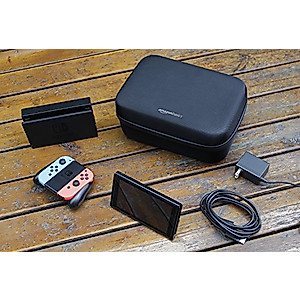 Amazon Basics Hard Shell Travel and Storage Case For Nintendo Switch & OLED Switch, Black, 12 x 4.8 x 9 Inches