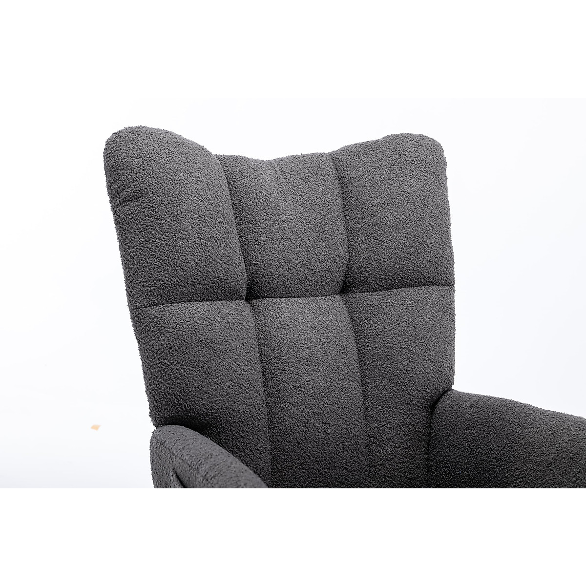 Tiophome Rocking Chair Nursery, Upholstered Glider Rocker Accent Chairs Padded Seat with High Backrest, Comfy Side Armchair for Nursing, Living Room, Bedroom, Office,Teddy Velvet, Dark Gray