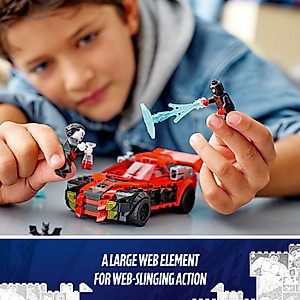 LEGO Marvel Spider-Man Miles Morales vs. Morbius 76244 Building Toy - Featuring Race Car and Action Minifigures, Adventures in The Spiderverse, Movie Inspired Set, Fun for Boys, Girls, and Kids