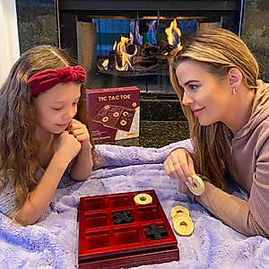 RNK Gaming Wooden Tic Tac Toe Board Game for Kids or Adults Classic Coffee Table Décor