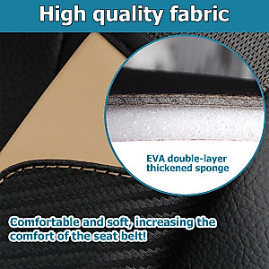 BESULEN Car Seat Belt Cover, 2 Pack Carbon Fiber Leather Seatbelt Shoulder Pad, Auto Safety Seat Belt Cushion Protector Compatible with All Cars and Backpack Strap (Beige)