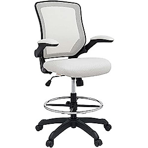 Modway MO-EEI-1423-GRY Veer-Reception Desk Flip-Up Arm Drafting Chair, 22.5"L x 25.5"W x 41.5-50"H, Gray