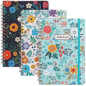EOOUT 3 Pack B5 Spiral Notebook, Hardcover Large Notebooks, Wide Ruled Spiral Notebooks with 160 Pages, 100gsm Paper, 7.3'' x 10.3'' Cute Notebooks for Women Office School Supplies