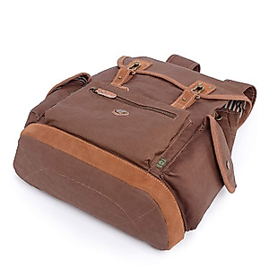 TSD Brand Dolphin Studded Canvas Backpack (Dark Brown)