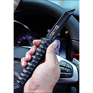 Carimee EDC Knife- 3.7 inch Pocket Knife Tanto point- Black Aluminum Alloy Handle, for Outdoor/Camping/BBQ