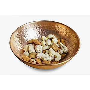 GoCraft Pure Copper Decorative Bowl | Hammered Finish Pure Copper Bowl for Nuts, Salad, Fruits & Kitchen Serving Purposes - 5" (Small)