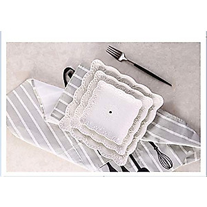 Sumerflos 3 Tier Porcelain Cupcake Stand, Tiered Serving Cake Stand, Square White Embossed Dessert Stand, Weddings Parties Pastry Serving Tray