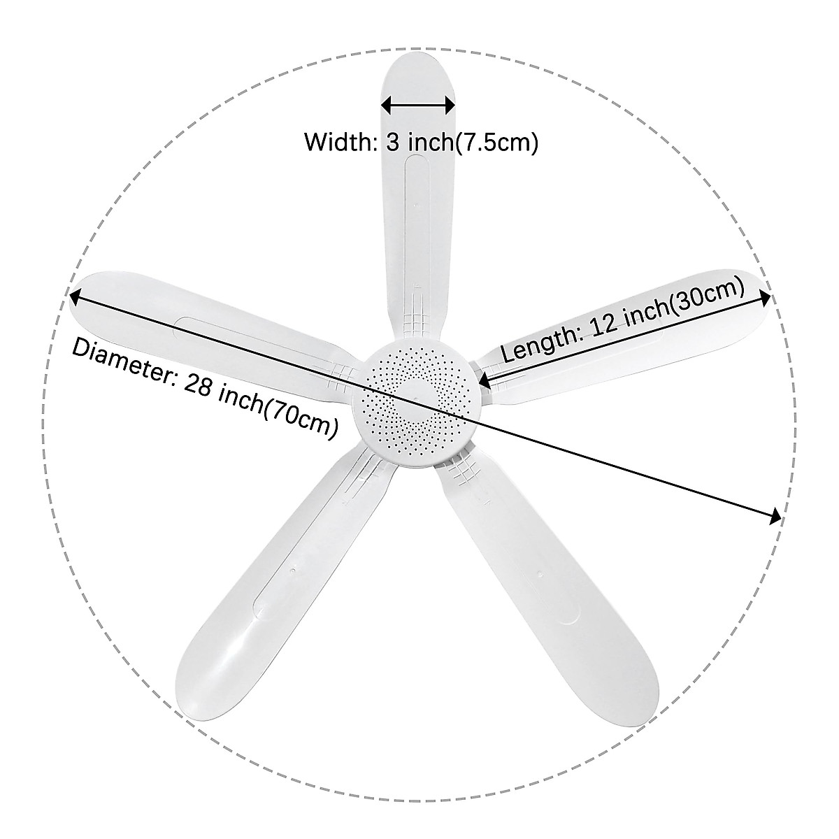 Mengnessly 28" Inch Ceiling Fan AC 110V/DC 12V Indoor Outdoor Gazebo Electric Fans for Tent with Remote Control Portable Hanging Plug in No Light White Bedroom Porch Quiet Small Room RV Garage Dorm