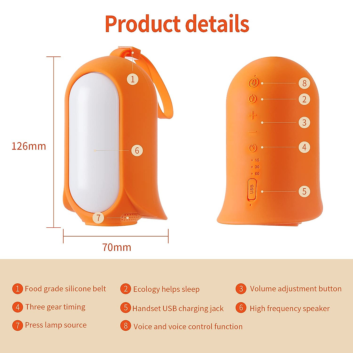 Adormiddot Portable White Noise Machine with Soothing Natural Sound Nursery Lamp Powered by USB. Sound Machine for Baby Sleeping,Office Privacy,Sleep Therapy