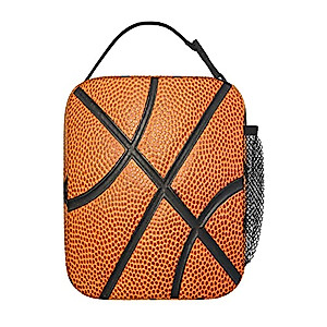 SEIMIYDF Reusable Basketball Lunch Bag for Men/Women, Insulated Portable Lunch Box Leakproof Cooler Tote Bag for Office Work Picnic Beach