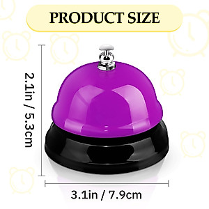 Hicarer 8 Pcs Game Call Bell Colorful Desk Bell Metal Ring Bell 3 Inch Diameter Hand Bells Bulk for Adults Service Bell for Desk Hotel Restaurant Office School Kitchen Bar Counter Supplies