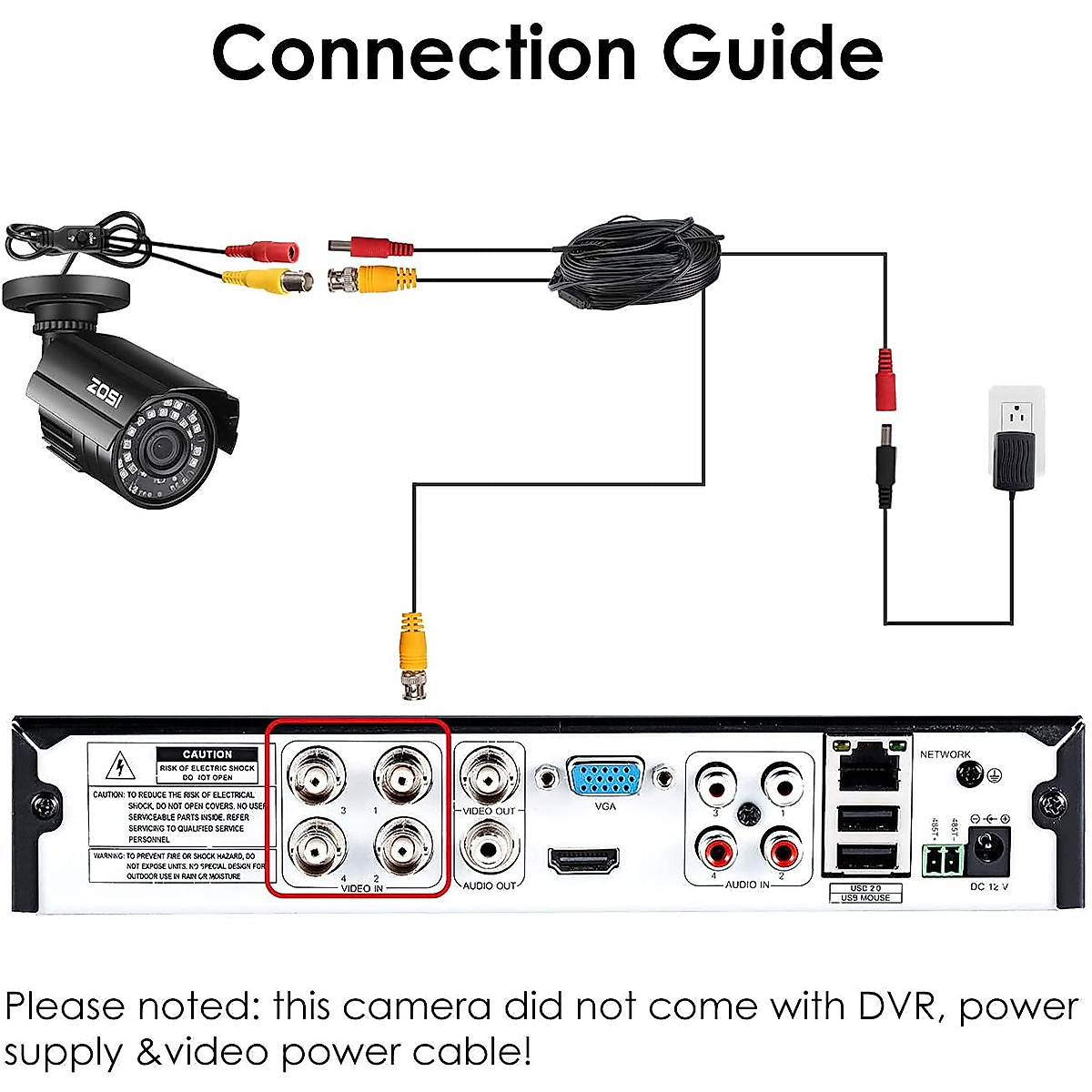 ZOSI 1080P 4 Pack HD-TVI Security Bullet Cameras Outdoor Indoor Weatherproof with 24pcs IR LEDs 65ft Night Vision for 2.0MP Surveillance TVI CCTV System (Renewed)