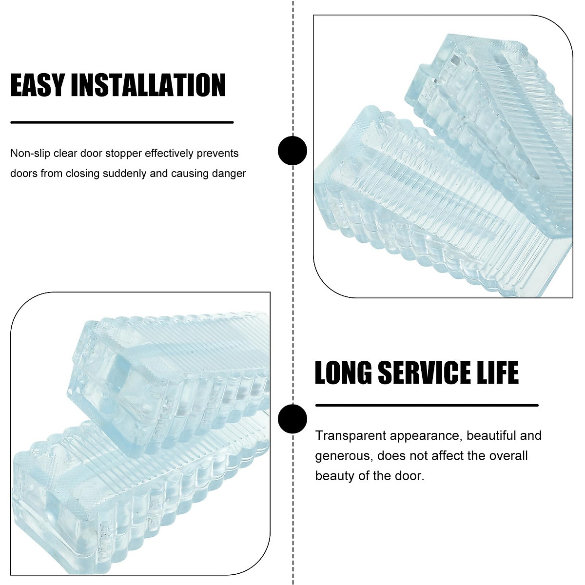 4 Pcs Clear Door Stop Rubber Door Stop Wedge Anti-Slip Rubber Door Stop Transparent Door Stop Clear Rubber Door Stop Rubber Door Stopper Wedge Non-Slip Rubber Door Stop Door Wedge