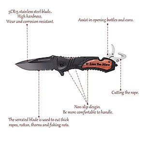 Fodiyaer Personalized Knifes for Men - Custom Engraved Pocket Knife - Wood Anniversary Idea for Him - Christmas Idea for Boyfriend Husband Dad Son Fiancé Groomsmen Uncle