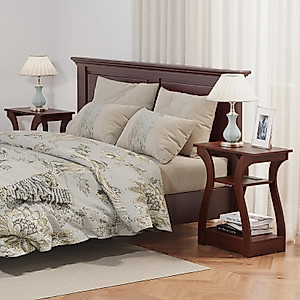 FROMJBEST End Table with Charging Station, Side Table with USB Ports and Outlets, 3 Tier Nightstand Sofa Table for Small Spaces, Beside Table with Storage Shelf for Living Room, Bedroom