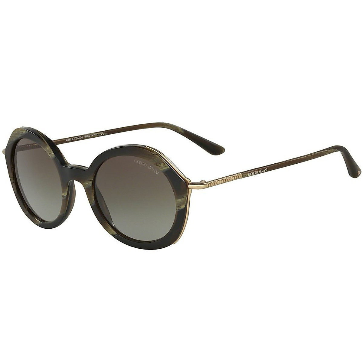 GIORGIO ARMANI AR8075F - 54968E Sunglasses Matte Striped Green Horn w/Green Gradient Lens 48mm