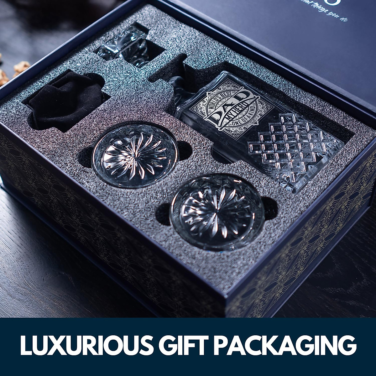 Royal Vintage Dad Birthday Gifts from Daughter, Son | Gift Ideas for Dad Men | Unique Whiskey Decanter Set Gift with 2 Glasses for Father | Best Personalized Father's Day Presents