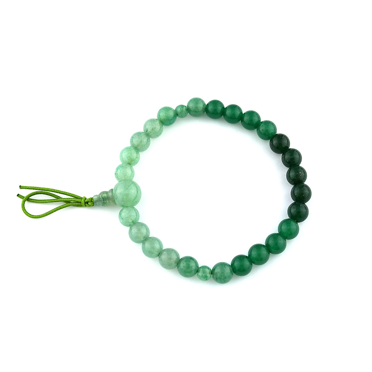 京都あさひ屋 Green Aventurine Quartz Indian Jade Gradation Stone Bracelet Women Men elastic bangle Kyoto mala beads (Rosary)