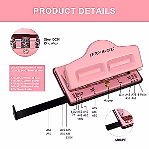 Enjoy Myself Mushroom Discbound Hole Punch, 4 Holes Mushroom Paper Puncher for Disc Bound Planner (Pink)