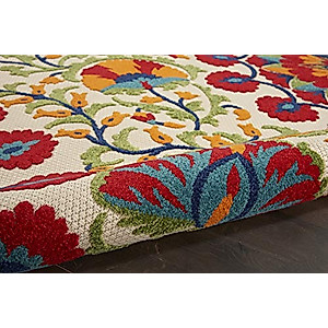 Nourison Aloha Indoor/Outdoor Red/Multi 7'10" x 10'6" Area -Rug, Easy -Cleaning, Non Shedding, Bed Room, Living Room, Dining Room, Deck, Backyard, Patio (8x11)