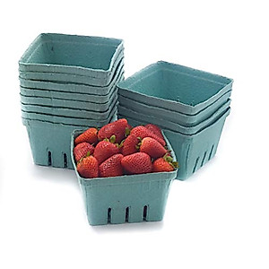 JA Kitchens QUART Green Molded Pulp Fiber Berry/Produce Vented Basket (20 Pieces)