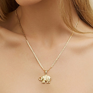Barzel 18K Gold Plated Elephant Necklace with Flat Marina Chain – Made in Brazil (24.00)