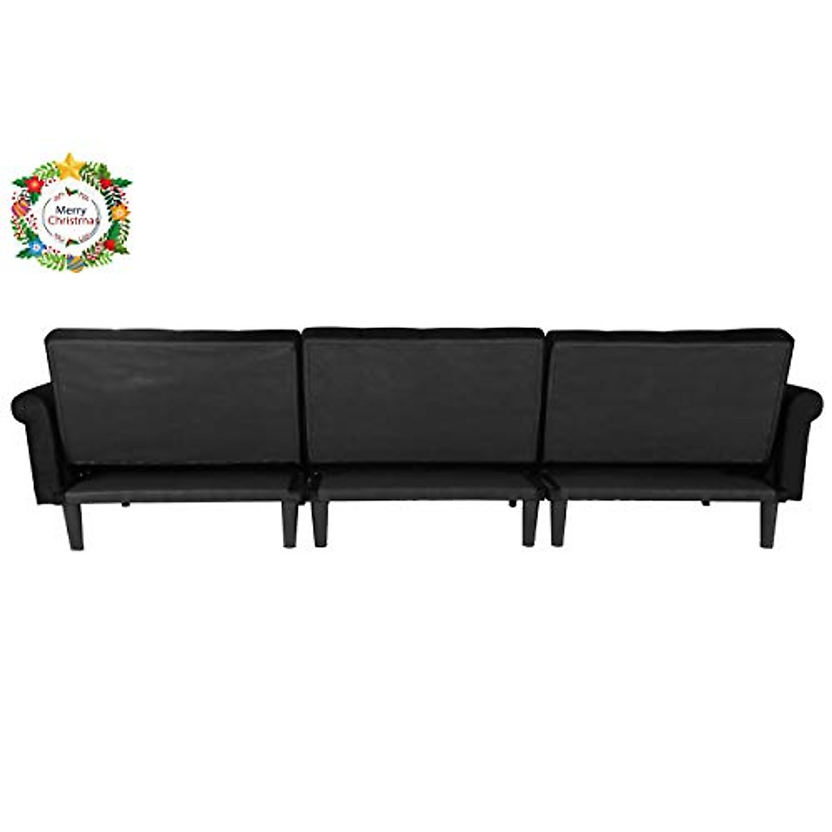 Zushule Convertible Sectional Couch with Chaise Lounge for Living Room, Comfy Velvet Fabric L-Shaped Reversible Reclining Sofa with 3 Seats and Pillows, for Small Apartment and Spaces - (Black)