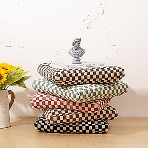 Meideli 16.54" Cute Thickened Seat Cushion Checkerboard Grid Soft Chair Cushion for Dining Chair Dorm Office Black & White 42cm/16.54in