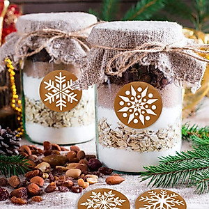 CCINEE Snowflake Stickers,Self Adhesive Snow Round Stickers for Christmas Label and Wrapping Supply,500PCS