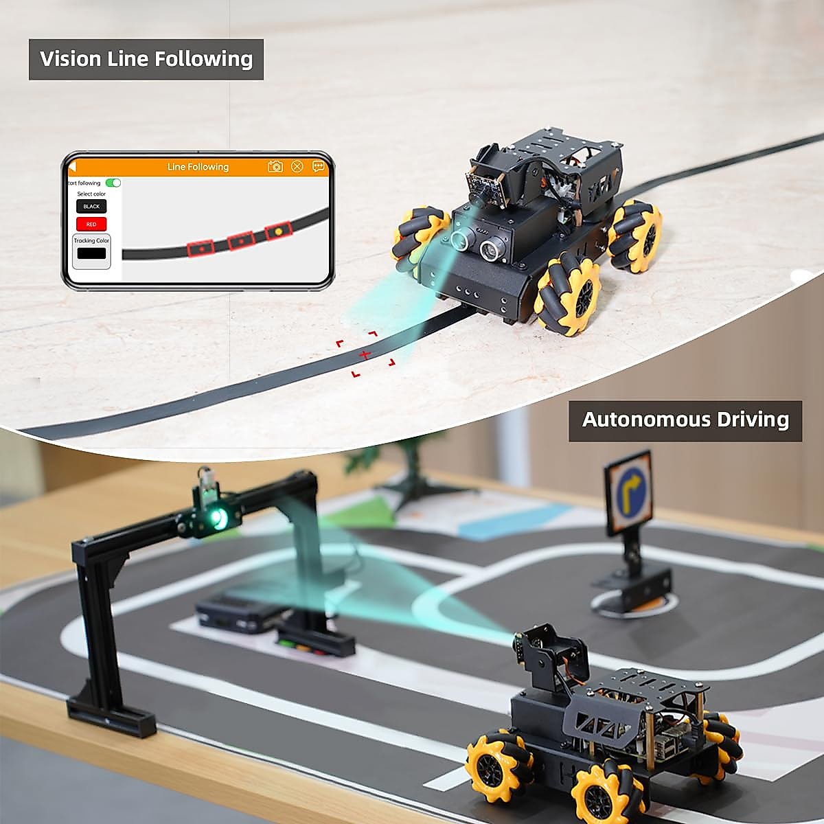 HIWONDER Raspberry Pi 5 4GB AI Vision Robot Car Kit Mecanum Wheels Robot, 2DOF HD Camera Python Progamming Open Source DIY Robot Kit for Teens