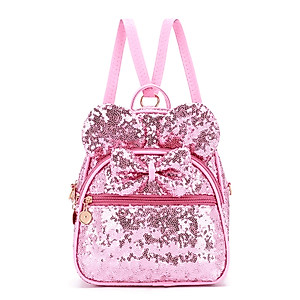 KL928 Girls Bowknot Polka Dot Cute Mini Backpack Small Daypacks Convertible Shoulder Bag Purse for Women (Pink)