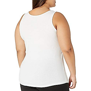JUST MY SIZE Womens Plus Cotton Jersey Shirttail Top, Sleeveless Tank-top-and-cami-shirts, White