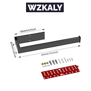 WZKALY Paper Towel Holder, SUS304 Stainless Steel Under Cabinet Paper Towel Bar, Self Adhesive or Wall Mount, Paper Towel Roll Rack for Kitchen and Bathroom (Black)