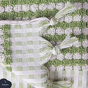 Organic Turkish Cotton Hand Towels for Bathroom | 17 x 35 Inches | Large Soft Plush Fluffy Highly Absorbent Towels for Kitchen, Hand and Face | Decorative Boho Hand Towel (Green, Hand Towel)