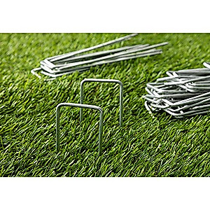 AGTEK 6 Inch Galvanized Landscape Staples 200 Pack 11 Gauge Widened Garden Stakes Heavy-Duty for Landscape Fabric