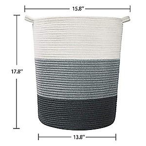 INDRESSME Large Three color Cotton Rope Laundry Baby Nursery Basket (Set of 2)