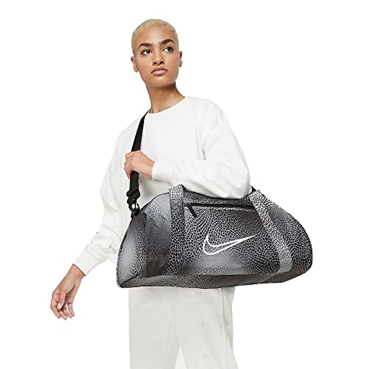 Nike Gym Club AOP Women's Training Duffel Bag 24L (Black/Light Smoke Grey/White)
