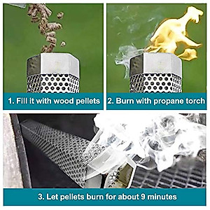 Aushucu 2pcs Smoker Tube 12in Pellet Smoker Tube Stainless Steel Smoke Tube for Hot or Cold Smoking 5 Hours of Billowing smoke Portable BBQ Smoking tube Generator Electric Charcoal Gas Grill Smoker