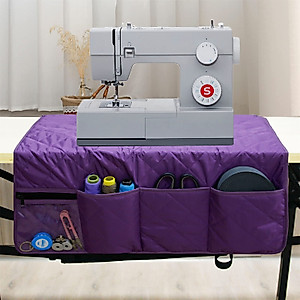 Sewing Machine Pad for Table, with 4 Pockets Sewing Machine Dust Cover，for Sewing Machine Accessories Organizer (Purple)