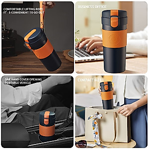 ZMHQLPDZ Coffee Mug, Stainless Steel Vacuum-Insulated Travel Mug, Double Wall Leak-Proof Thermos Vacuum Tumbler - 12oz 370ml Coffee Cup (Blue)