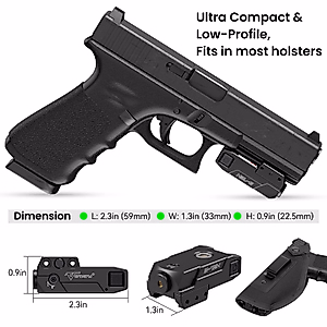 Votatu H3L-G Green Laser Sight, Aluminum Ultra Low Profile Picatinny Mount Green Dot Sight, Strobe Mode Available, Magnetic USB Rechargeable and Ambidextrous Control