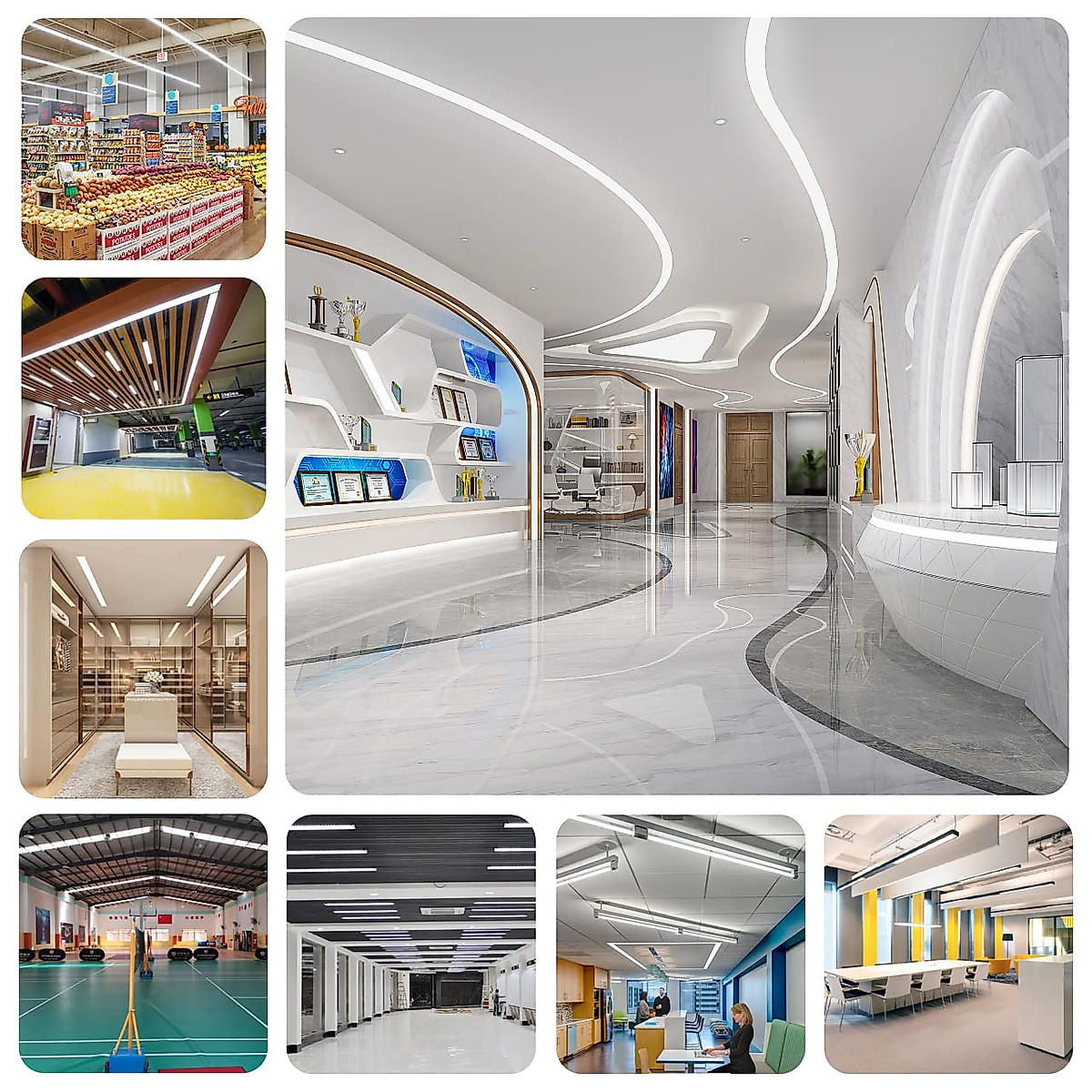 Greess 6 Pack LED T8 Shop Light, 4FT 24W 6000K Daylight White Linkable LED Integrated Tube Lights with Milky Cover, LED Bar Lights for Garage,Workshop,Workbench with On/Off Plug Cord