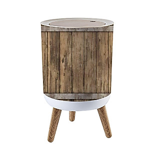 LGCZNWDFHTZ Small Trash Can with Lid for Bathroom Kitchen Office Diaper Barrel Wood Background Bedroom Garbage Trash Bin Dog Proof Waste Basket Cute Decorative