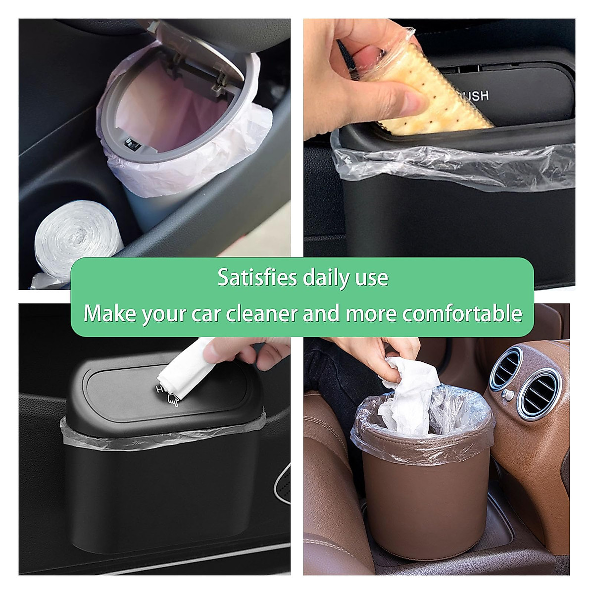 Ziciner 2 PCS Car Trash Bags (30 Count), Premium Mini & Small Trash Bags, Waterproof Litter Garbage Bag Organizer, Suitable for Car & Desktop Trash Cans, 11 Inch Thickened Plastic Bag