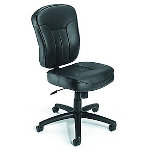 Boss Office Products Leather Task Chair with Loop Arms in Black