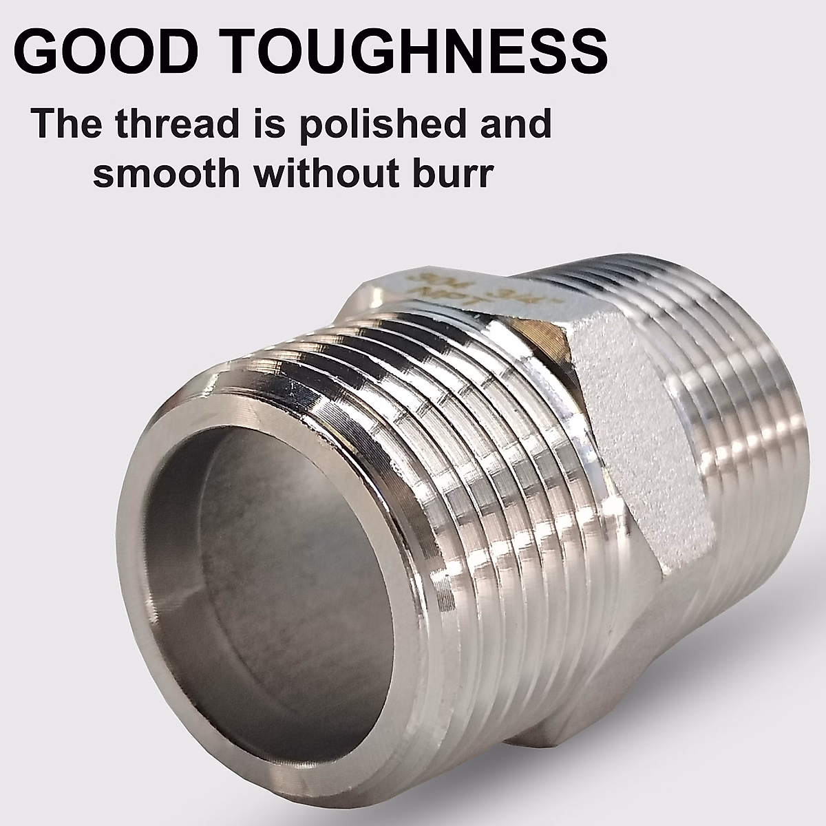 4PCS Hex Nipple 1/2" Male x 1/2" Male Pipe Fittings, 304 Stainless Steel 1/2 inch NPT Male Threaded Pipe Adapter Fittings Equal Nipples Connectors, Male Straight Connector Pipe Fitting