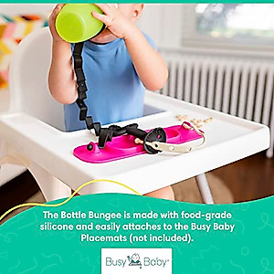Busy Baby Bottle Bungee - Sippy Cup Strap - Keep Bottles and Sippy Cups Off The Floor - Great for Babies, Toddlers and Kids - Food Grade Silicone - Dishwasher Safe - Spearmint