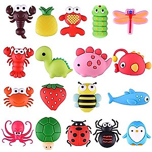 TUPARKA 18 pcs Cable Protector for iPhone,ipad USB Cable, Plastic Cable Protectors Cute Fish Dinosaur Animals Charging Cable Saver, Phone Accessory Protect USB Charger