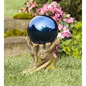 Plow & Hearth 52610-BL Stainless Steel Gazing Ball, IIndigo Blue