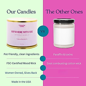Companion Candles Pet Safe Wood Wick Candle - “Anywhere with You” Grapefruit & Vanilla, Coconut Soy Wax Scented, Over 50 Hr Burn Time, Non-Toxic, Women-Owned, Made in USA (3 oz.)